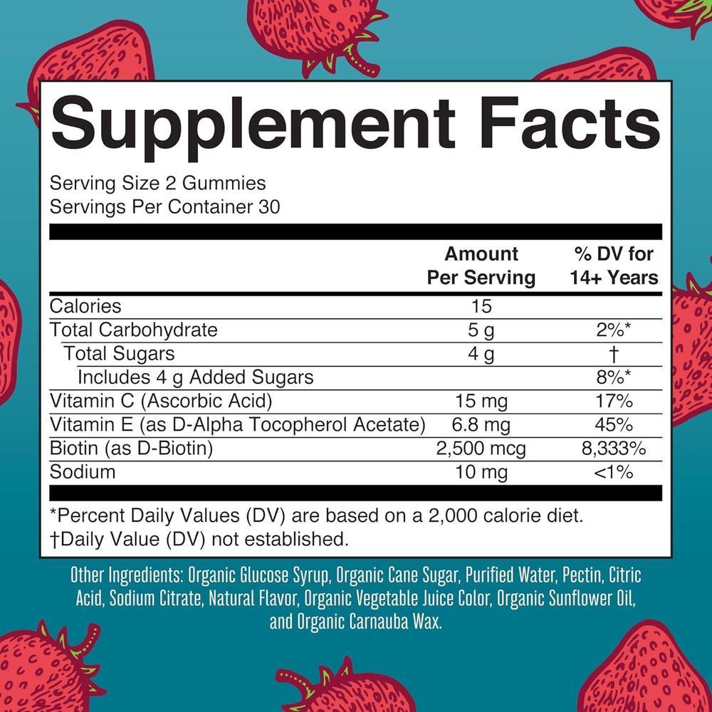 Hair Skin And Nail Vitamins 2500mcg Biotin Gummies 60 Count – Aztra
